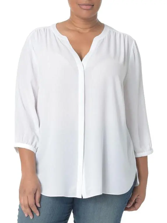 NYDJ Semisheer Pintuck Blouse - Optic White