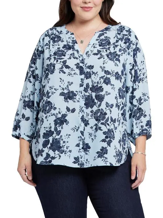 NYDJ Semisheer Pintuck Blouse - Rosemary Petals