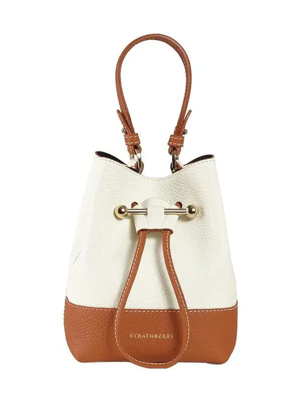 Strathberry Lana Osette Bicolor Leather Bucket Bag - Vanilla/tan