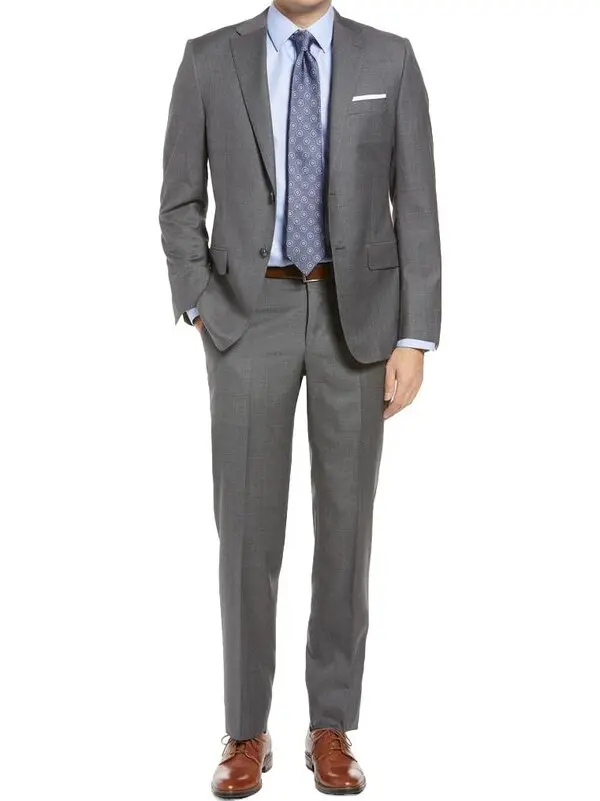 HERITAGE GOLD Infinity Sharkskin Classic Fit Wool Suit - Grey