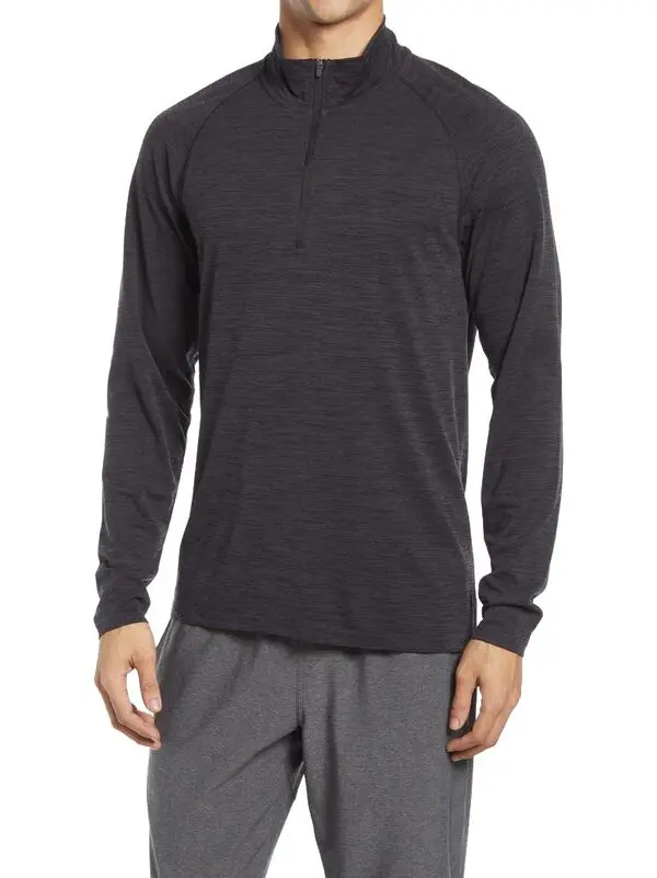 Zella Seamless Quarter Zip Pullover - Black Oxide Melange