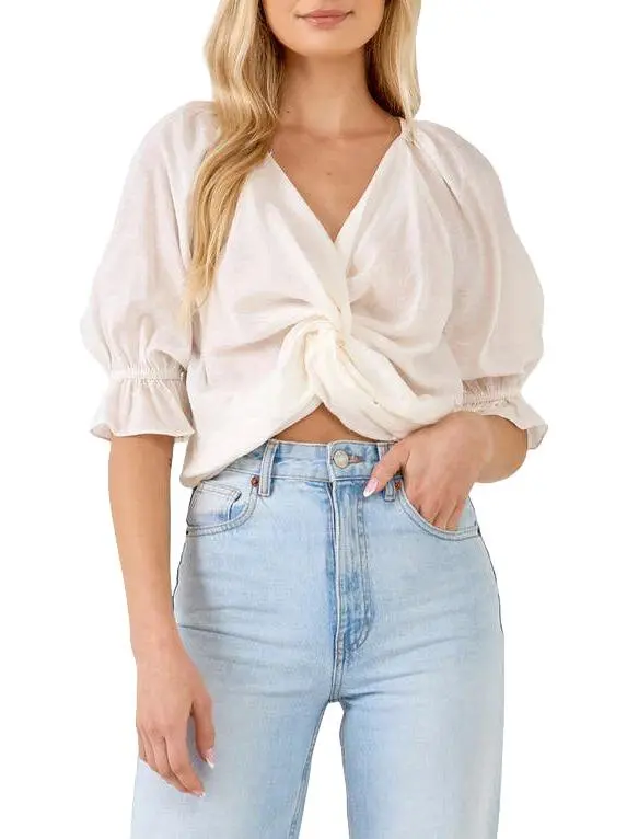 Endless Rose Front Twist Top - White