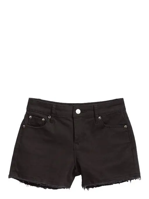 TRACTR Frayed Hem Denim Shorts - Black