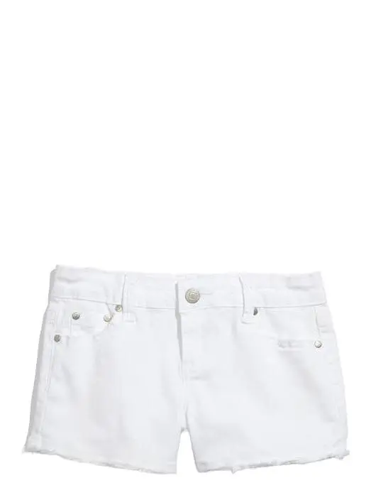 TRACTR Frayed Hem Denim Shorts - White