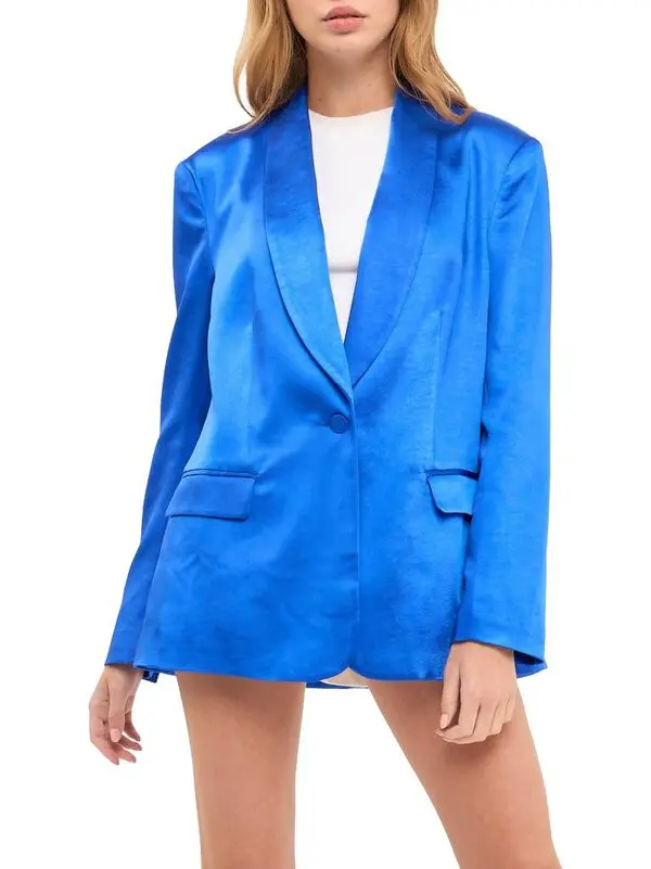 Endless Rose Satin Blazer - Blue