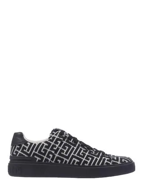 Balmain B-court Monogram Low-top Sneakers - Edk Noir/ivoire