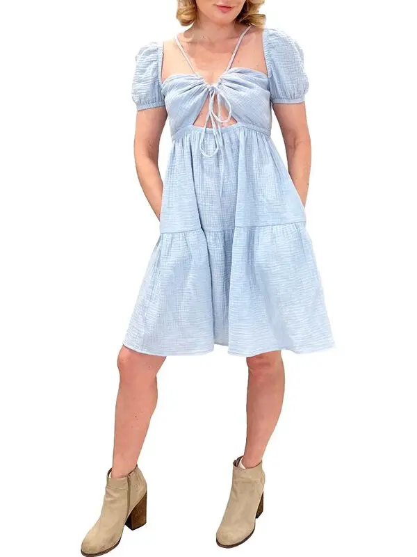 EMILIA GEORGE Amelia Tiered Minidress - Blue