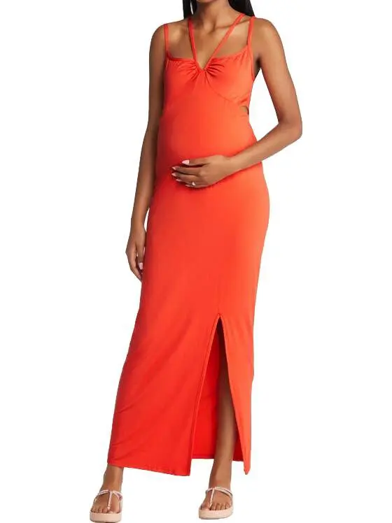 EMILIA GEORGE Bella Cutout Maternity Maxi Dress - Orange