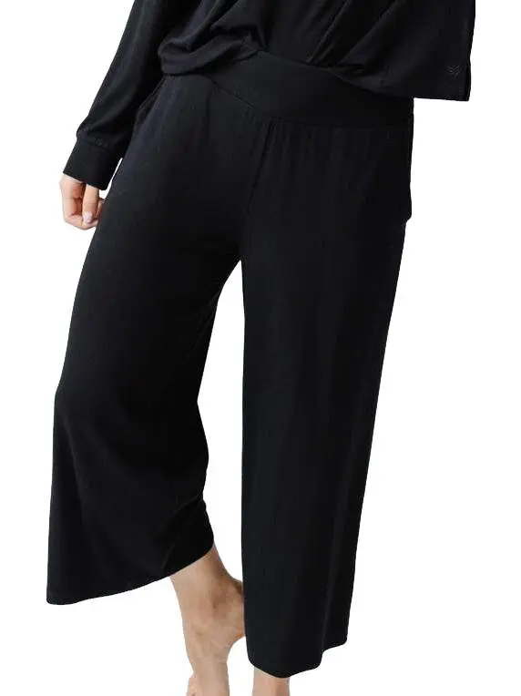 Cozy Earth Wide Leg Rib Pajama Pants - Black
