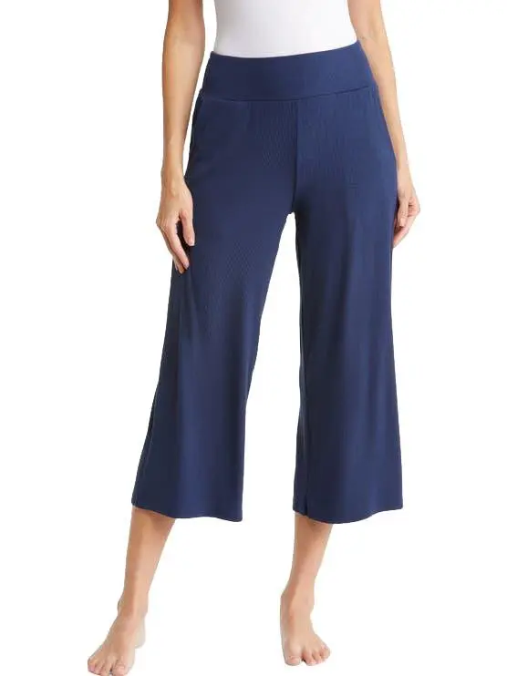 Cozy Earth Wide Leg Rib Pajama Pants - Navy
