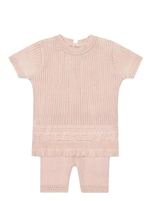 FELTMAN BROTHERS Pointelle Rib Short Sleeve Set - Blush