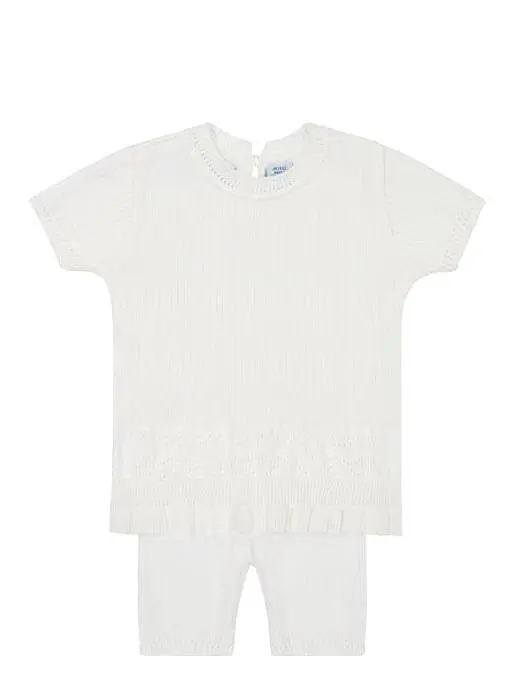 FELTMAN BROTHERS Pointelle Rib Short Sleeve Set - Ivory