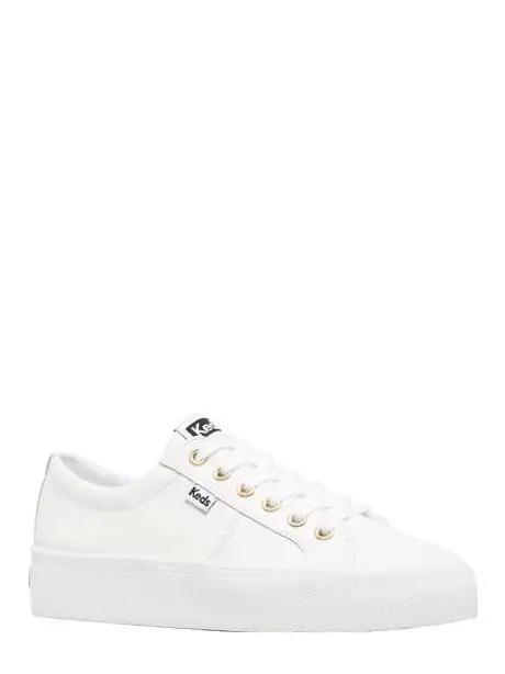Keds® Jump Kick Duo Leather Lace-up Sneakers - White