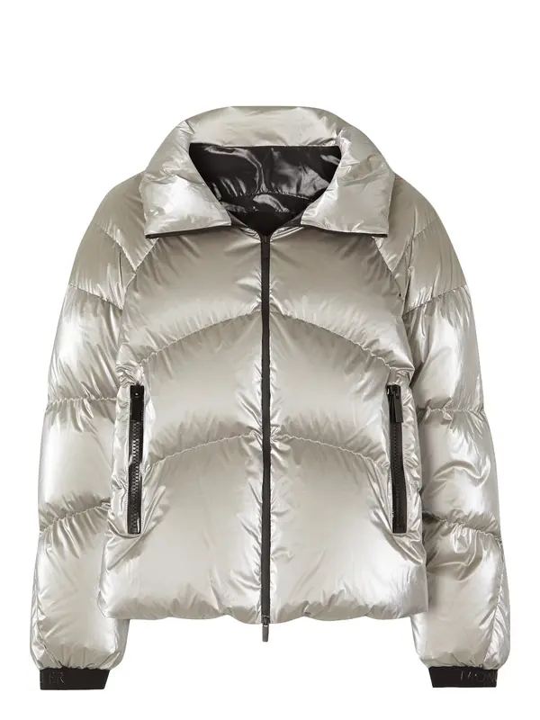 Moncler Avoriaz Quilted Metallic Down Jacket - Silver