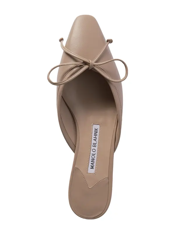Manolo Blahnik Ballerimu Leather Point-toe Mules - Neutrals