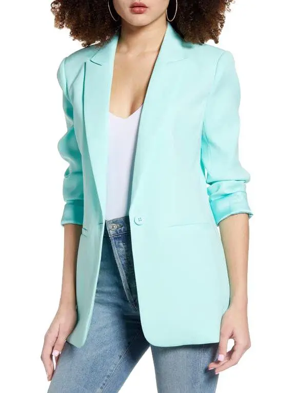 Endless Rose Single Button Blazer - Aqua