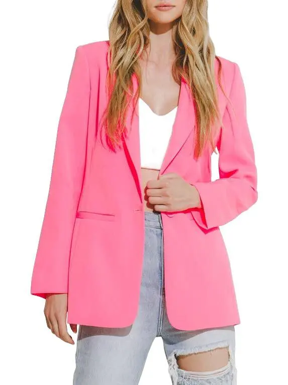 Endless Rose Single Button Blazer - Neon Pink