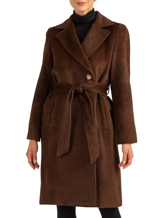 Sofia Cashmere Alpaca And Wool Belted Coat - Brown
