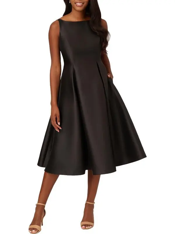 Adrianna Papell Sleeveless Fit & Flare Midi Dress - Black