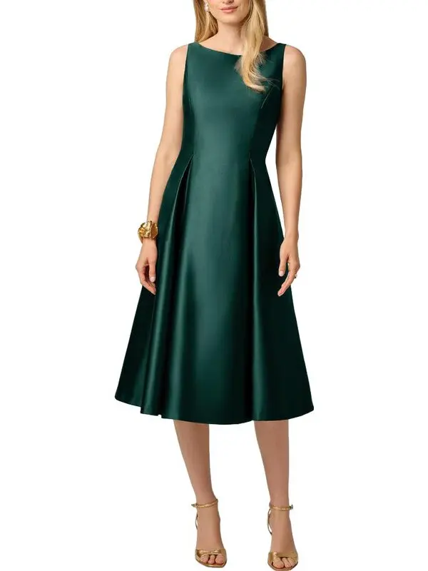 Adrianna Papell Sleeveless Fit & Flare Midi Dress - Botanic Green