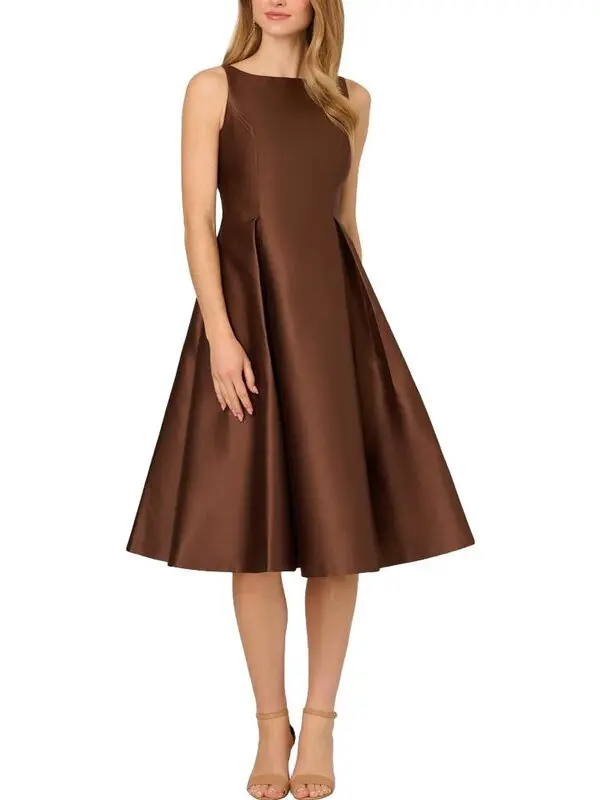 Adrianna Papell Sleeveless Fit & Flare Midi Dress - Espresso
