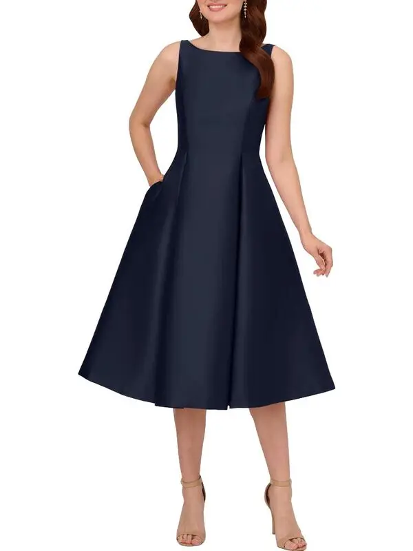 Adrianna Papell Sleeveless Fit & Flare Midi Dress - Midnight