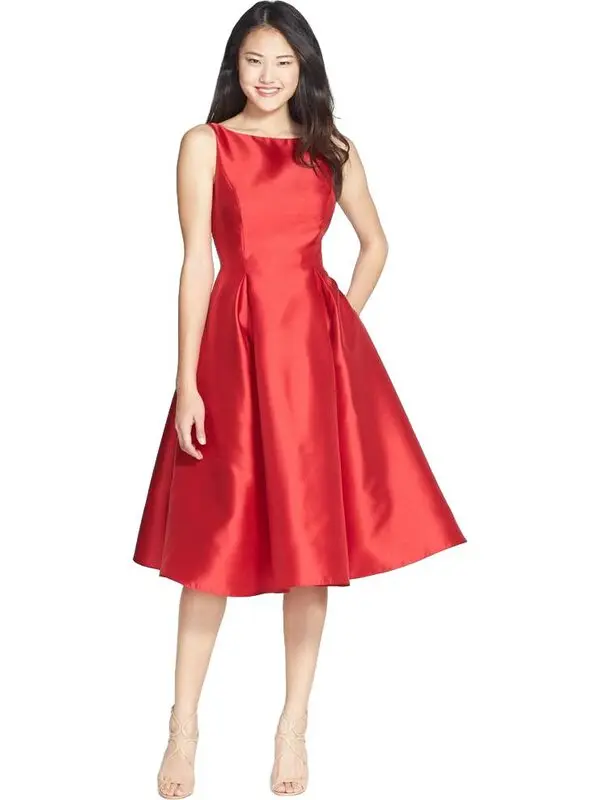 Adrianna Papell Sleeveless Fit & Flare Midi Dress - Red