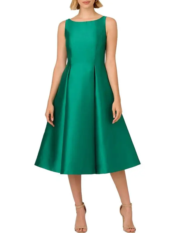 Adrianna Papell Sleeveless Fit & Flare Midi Dress - Vivid Emerald