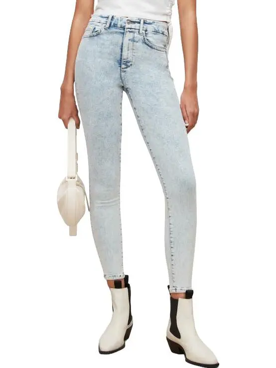 ALLSAINTS Dax High Waist Ankle Skinny Jeans - Snow Indigo