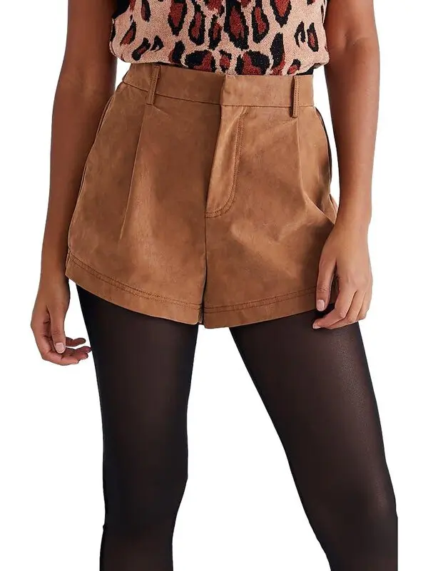 Free People Roma Faux Suede Shorts - Mocha
