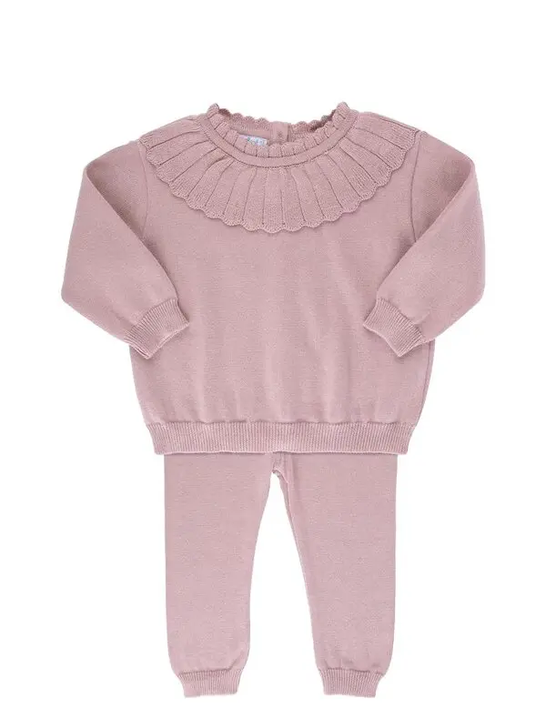 FELTMAN BROTHERS Scallop Collar Sweater & Pants Set - Mauve