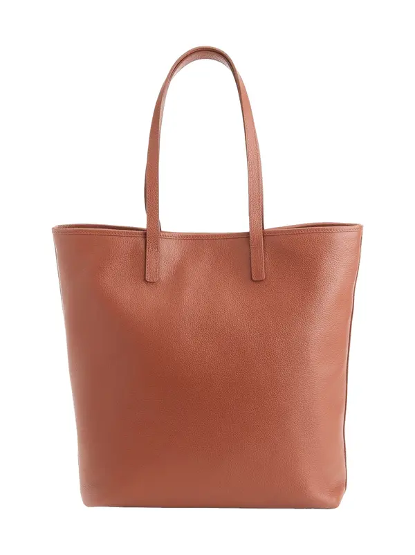 ROYCE NEW YORK Tall Leather Tote With Wristlet - Tan