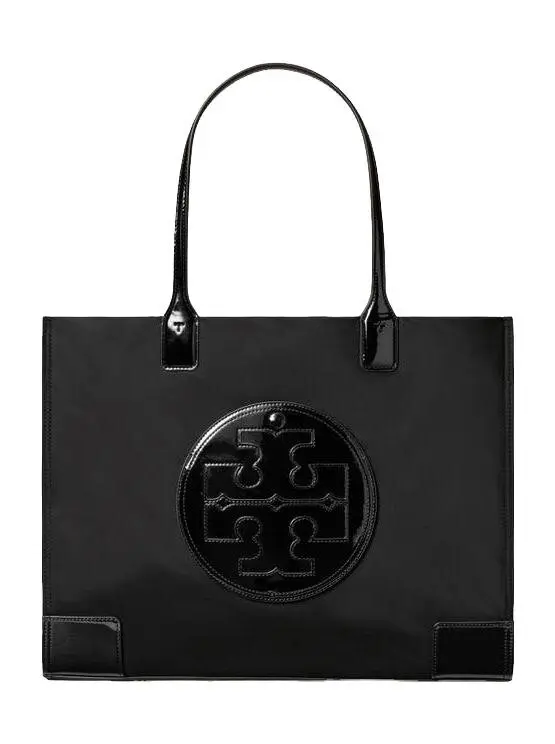 Tory Burch Ella Patent Nylon Tote - Black