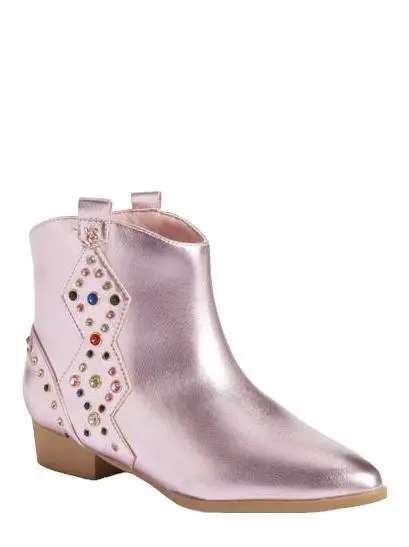 Yosi Samra Miss Dallas Studded Boots - Light Pink Metallic