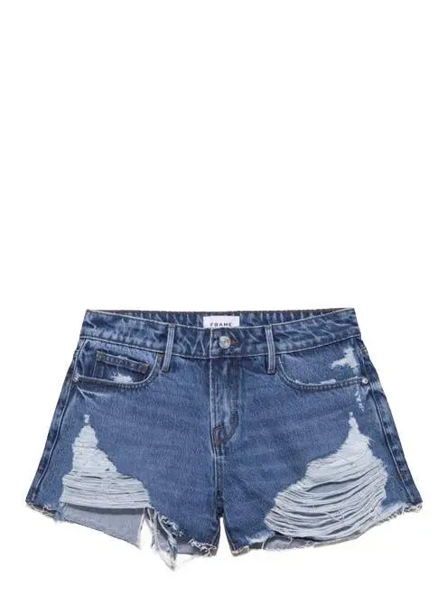 FRAME Le Grand Garçon Denim Shorts - Patina Rips