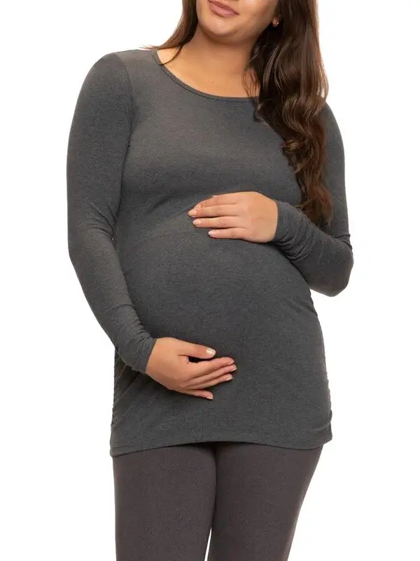 Felina Stretch Cotton & Modal Maternity T-shirt - Heathered Charcoal