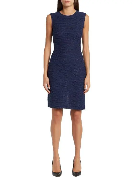 St. John Slub Float Knit Sleeveless Dress - Navy