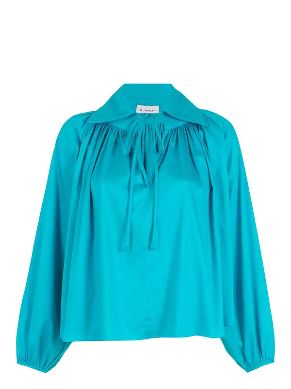 OLYMPIAH Gathered Detail Blouse - Blue