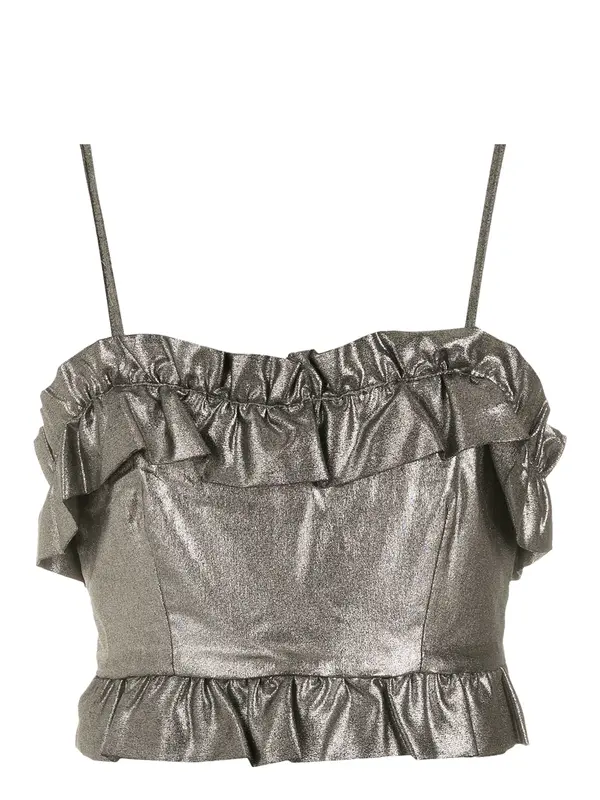 OLYMPIAH Ruffle-trim Foil Top - Metallic