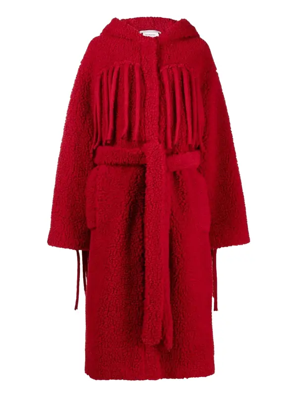 Stella McCartney Fringed Belted Teddy Coat - Red