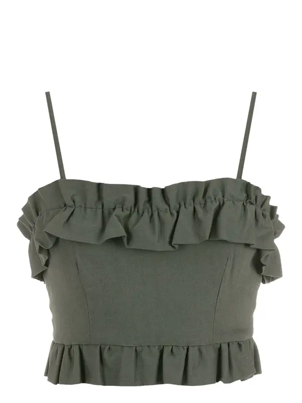 OLYMPIAH Ruffle-trim Top - Green