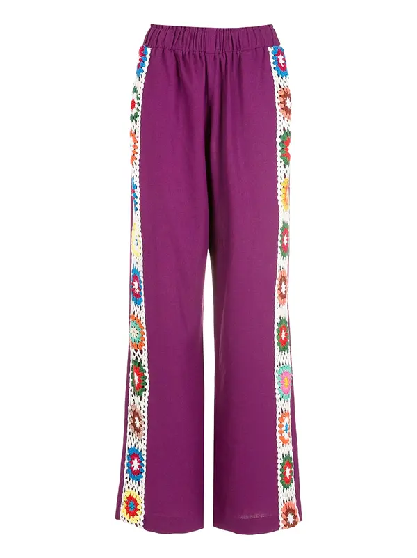 OLYMPIAH Crochet-stripe Track Trousers - Purple