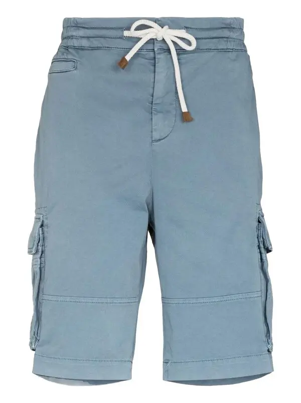 Brunello Cucinelli Straight-leg Cotton Cargo Shorts - Blue