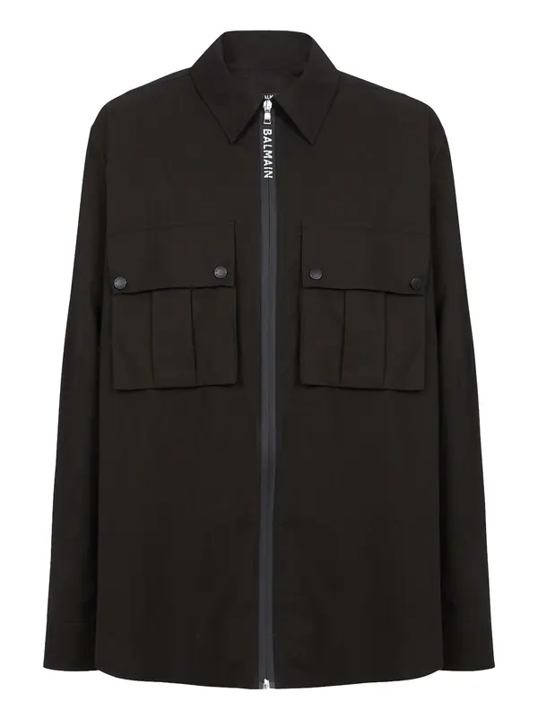 Balmain Zip-up Cotton Shirt - Black