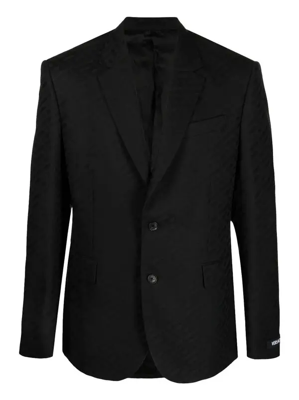 Versace La Greca Single-breasted Wool Blazer - Black