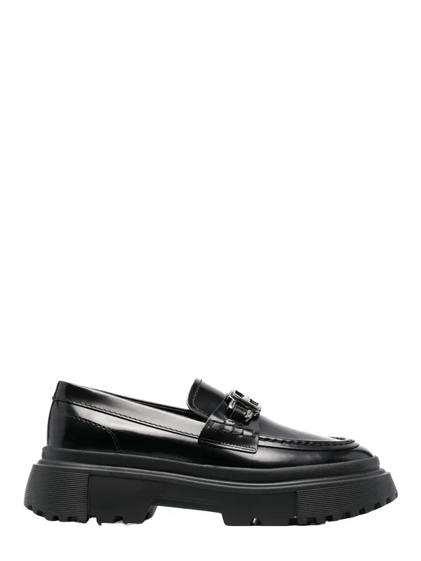 Hogan Logo Buckle Platform Loafers - Black