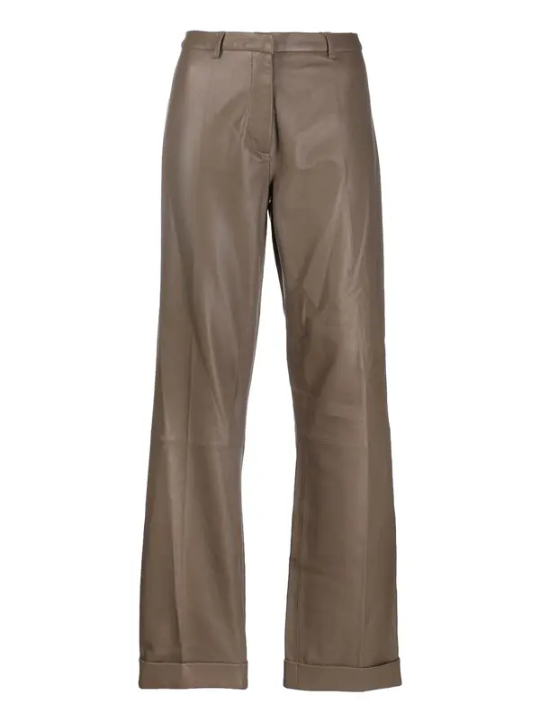 Federica Tosi Flared Leather Trousers - Grey