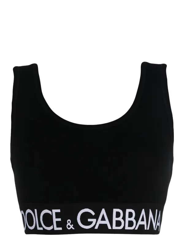 Dolce & Gabbana Logo-band Cropped Tank Top - Black