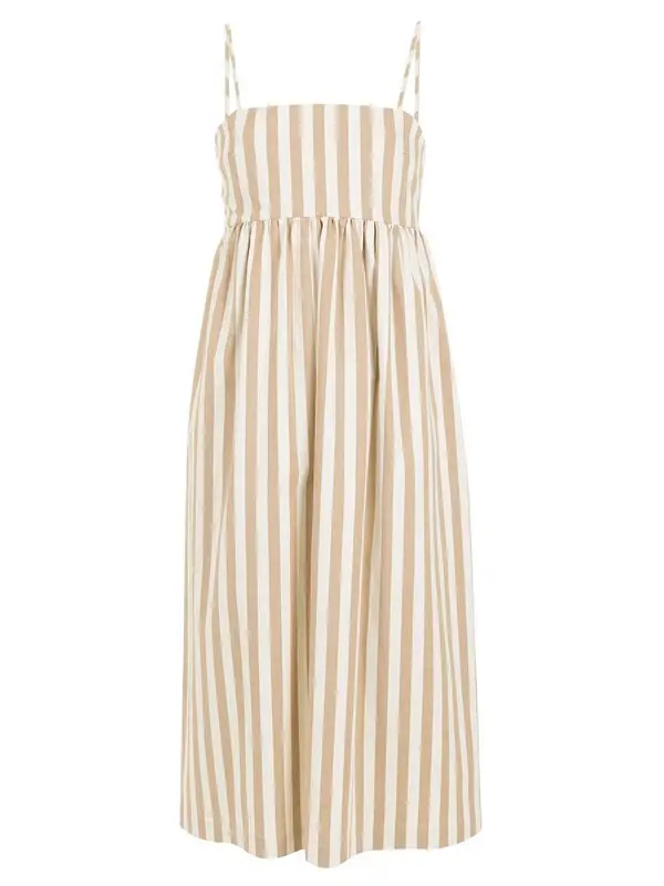 OLYMPIAH Stripe-pattern Midi Dress - Neutrals