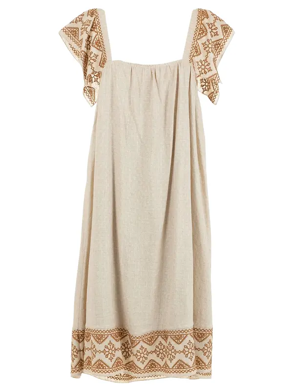 OLYMPIAH Intarsia-print Midi Dress - Neutrals